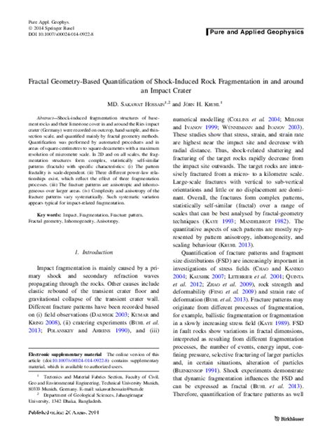 pdf fractal geometry based quantification of shock induced rock fragmentation in and around an