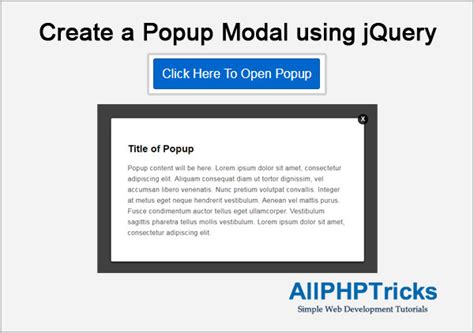 Create A Popup Modal Using Jquery All Php Tricks