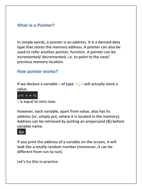 pointers in c programming pdf pointer computer programming subroutine