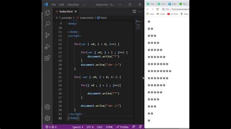 how to print star pattern in javascript for loop in javascript start pattern youtube