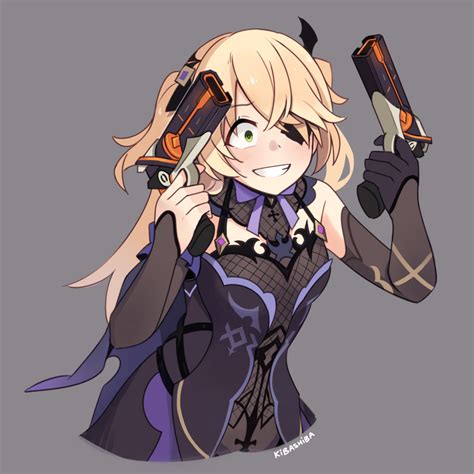 Safebooru 1girl Bare Shoulders Blonde Hair Breasts Constricted Pupils Crazy Eyes Crazy Smile