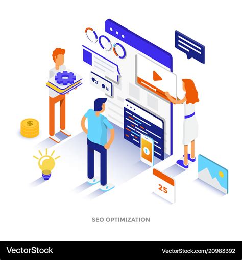 Flat Color Modern Isometric Digital Marketing Vector Image