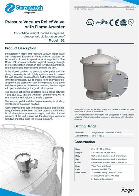 Pressure Vacuum Relief Valve With Flame Arrestor World Leading