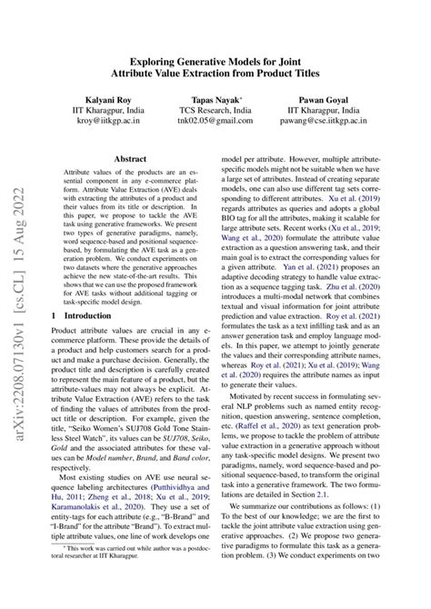 exploring generative models for joint attribute value extraction from product titles deepai