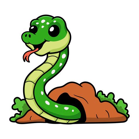 Cute Green Tree Python Cartoon Out From Hole 17206199 Vector Art At