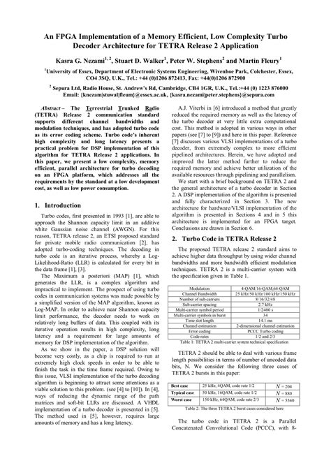 pdf an fpga implementation of a memory efficient low complexity turbo decoder architecture