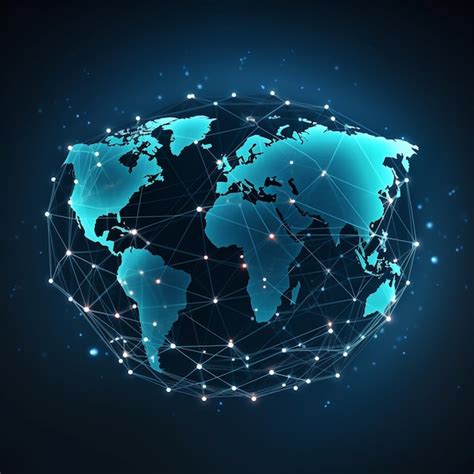 Premium Photo Global Network Connection World Map Point And Line