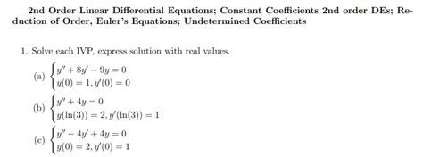 solved 2nd order linear differential equations constant