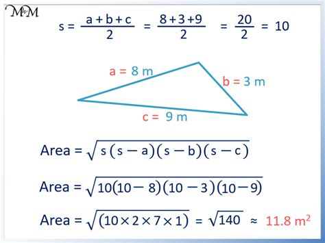 heron s formula for the area of a triangle with 3 sides maths with mum