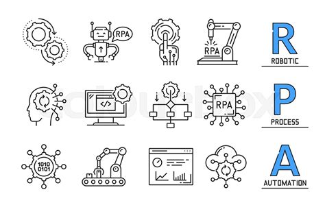 RPA Icons Robotic Automation Process Technology Stock Vector Colourbox