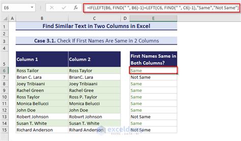 How To Find Similar Text In Two Columns In Excel