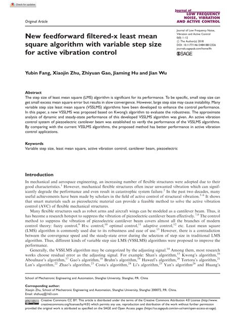 pdf new feedforward filtered x least mean square algorithm with variable step size for active