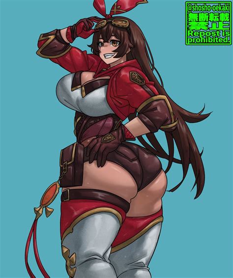 Rule 34 1girls Amber Genshin Impact Ass Big Ass Big Breasts Big Butt Brown Hair Female