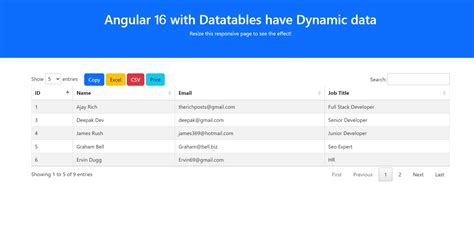 how to implement datatable with print excel csv buttons in angular 10 therichpost