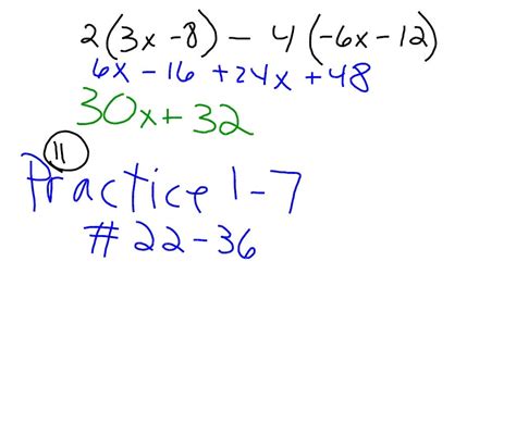distributive property and combining like terms