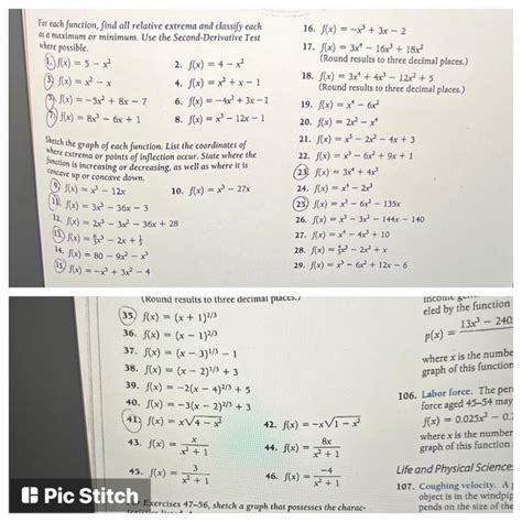 solved for each function find all relative extrema and