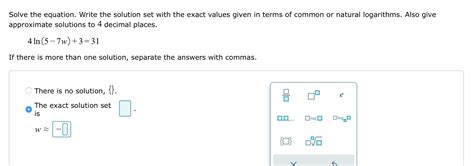 solved solve the equation write the solution set with the