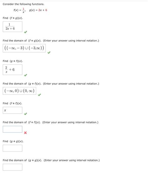 solved consider the following functions f x x1 g x 2x 6