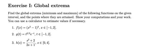 get answer exercise i global extrema find the global extrema minimum and transtutors
