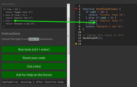 curly brackets in introducing else if statements the freecodecamp forum