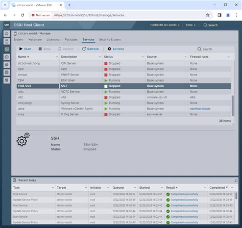 VMware ESXi 8 SSH Enable Service Server World