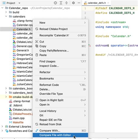 Compare Files Folders And Text Sources CLion Documentation
