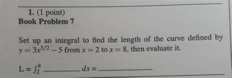 solved 1 1 point book problem 7 set up an integral to