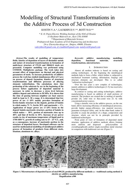 pdf modelling of structural transformations in the additive process of 3d construction