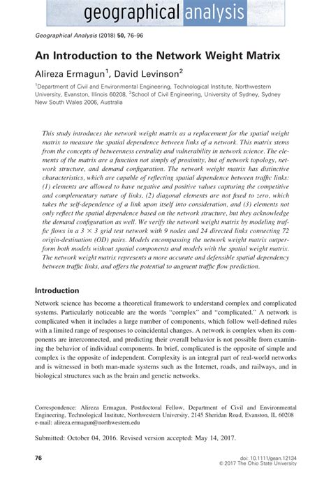 pdf an introduction to the network weight matrix introduction to the