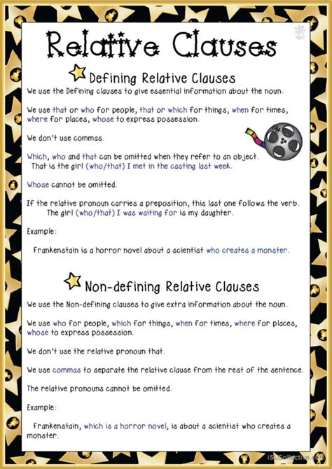 Relative Clauses Grammar Guide English ESL Worksheets Pdf Doc