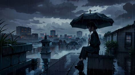 1920x1080 Resolution Hd Sad Anime Girl In Dark Rain 1080p Laptop Full Hd Wallpaper Wallpapers Den
