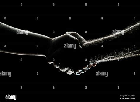 Handshake Between The Two Partners Agreement Male Hands Rescue