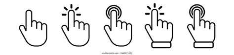Vektor Stok Vector Hand Cursors Icons Click Set Tanpa Royalti