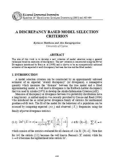 a discrepancy based model selection crit 1