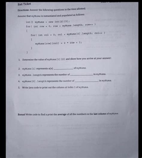 solved exit ticket directions answer the following