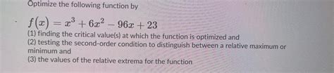 solved optimize the following function by f x x3 6x २७