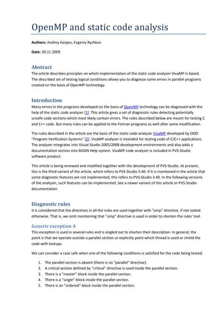 openmp and static code analysis pdf