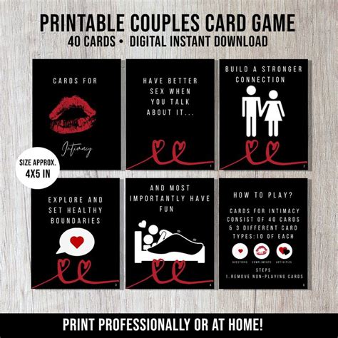 Printable Sex Card Game For Couples Intimate Card Game Etsy Card Games Sex Card Game