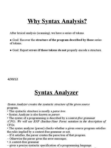why syntax analysis pdf parsing metalogic