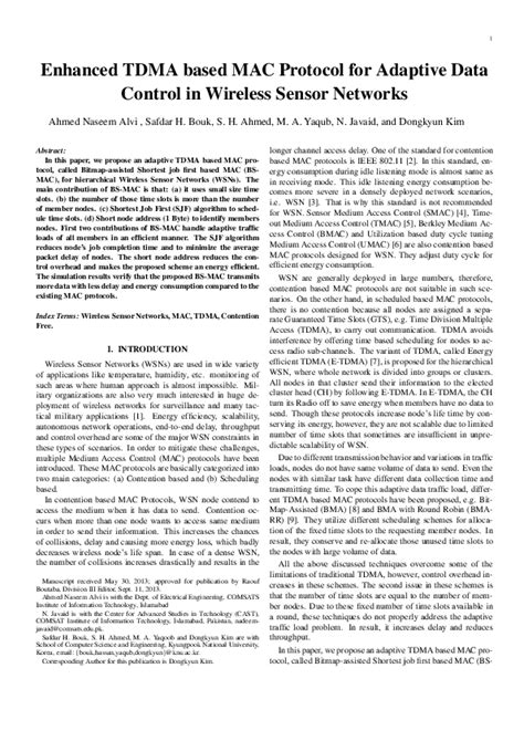 pdf enhanced tdma based mac protocol for adaptive data control in wireless sensor networks