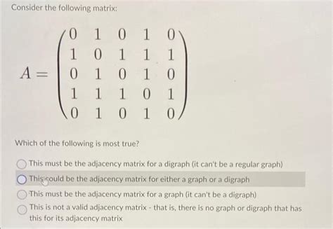 solved consider the following matrix