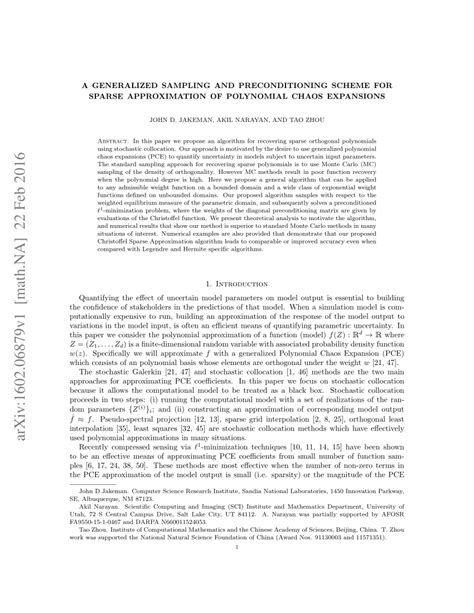 pdf a generalized sampling and preconditioning scheme for sparse approximation of polynomial