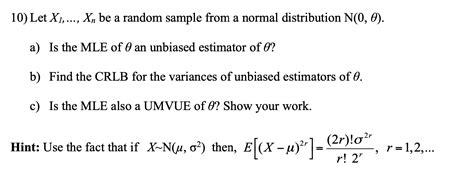 solved 10 let x1 xn be a random sample from a normal