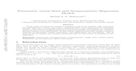 parametric versus semi and nonparametric regression modelsparametric versus semi and