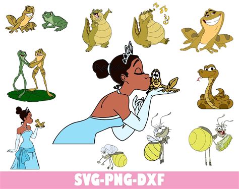 Princess Tiana And Frog Svg Bundle Princess Tiana And Frog Png Bundle Cricut Layered By Color