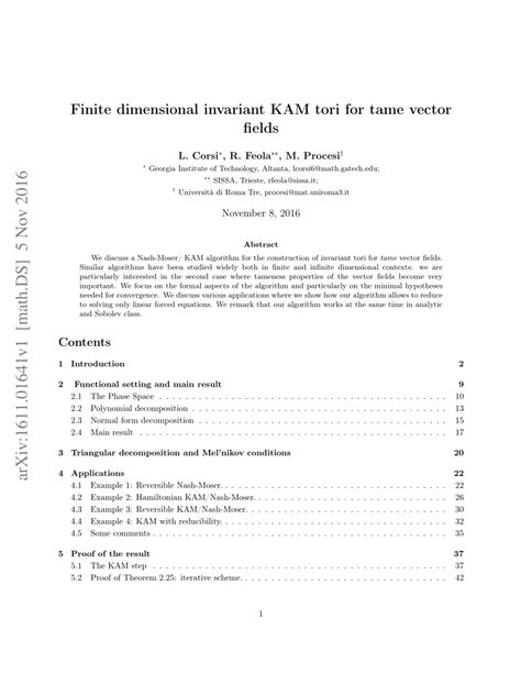 pdf finite dimensional invariant kam tori for tame vector fields