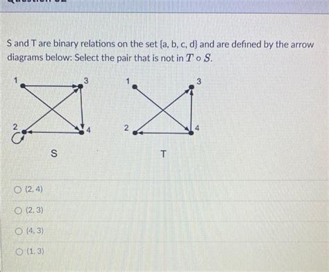 solved question 34 s and t are binary relations on the set