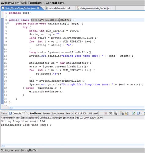 string versus stringbuffer web tutorials