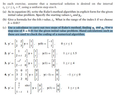 solved in each exercise assume that a numerical solution is