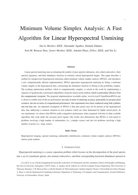 pdf minimum volume simplex analysis a fast algorithm for linear hyperspectral unmixing